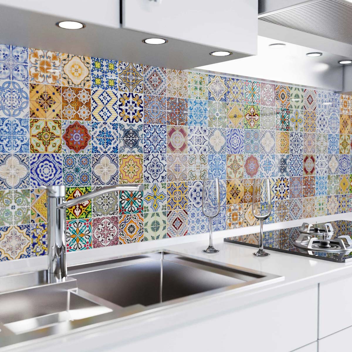 Küchenrückwand selbstklebend - Mosaikfliesen bunt – Danario
